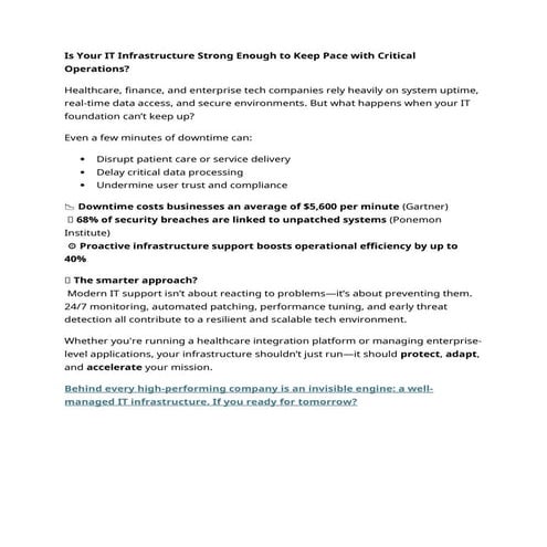 Is Your IT Infrastructure Strong Enough to Keep Pace with Critical ...