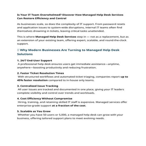 Helpdesk Management System Features and Benefits | PPTX