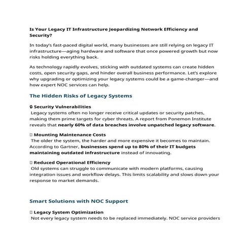Is Your Legacy IT Infrastructure Jeopardizing Network Efficiency and ...