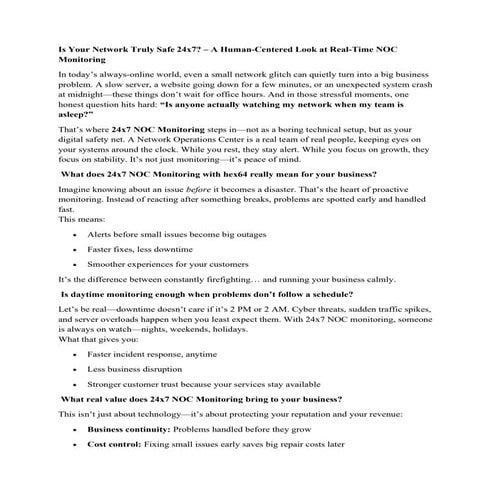 Is Your Network Truly Safe 24 7 A Human-Centered Look at Real-Time NOC ...