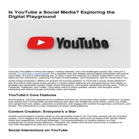 Is YouTube a Social Media? Exploring the Digital Playground | DOCX