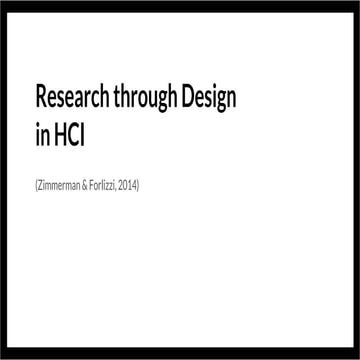 Research through Design in HCI | PPT