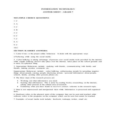 I.t exam answer sheet | PDF