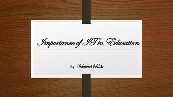 Information technology in education. | PPT