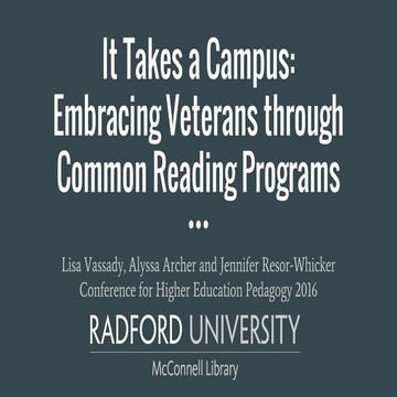 It takes a campus: Embracing veterans through common reading programs | PDF