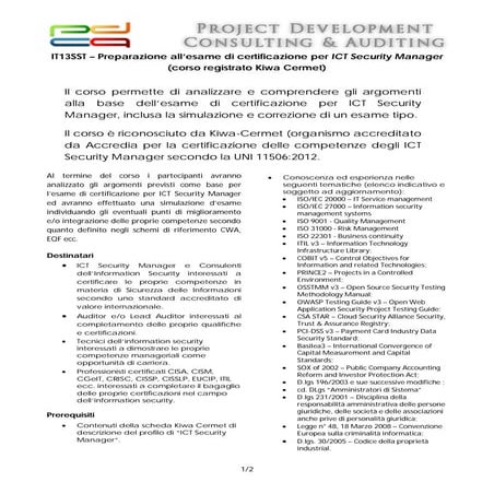 It13 sst preparazione esame ict security manager v00 | PDF