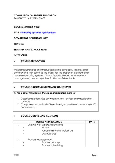 os lesson plan.docx | Operating Systems | Computer Software and Applications