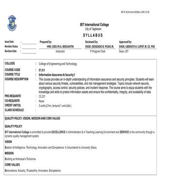 IT 411-Syllabus in Information Technology | PPT