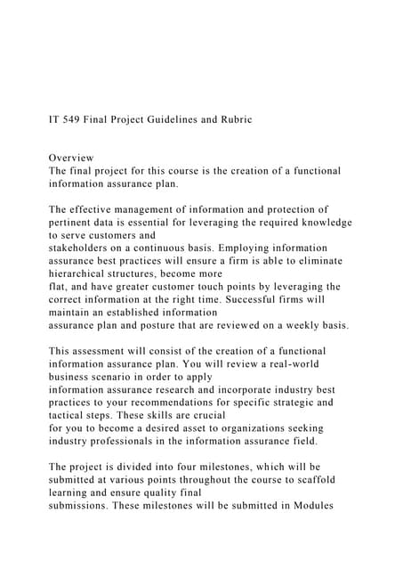 ISE 510 Final Project Guidelines and Rubric Overview The fi.docx | Information and Network ...
