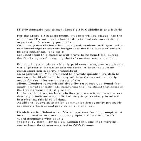 IT 549 Scenario Assignment Module Six Guidelines and Rubric .docx