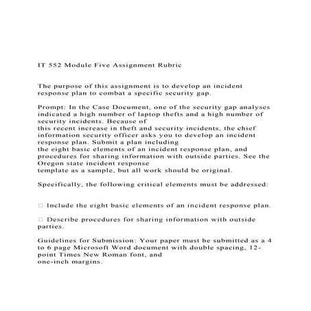 IT 552 Module Five Assignment Rubric The purpose of t.docx