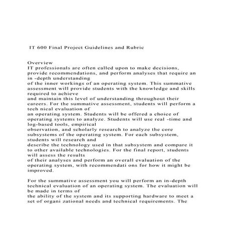 IT 600 Final Project Guidelines and Rubric Overview.docx