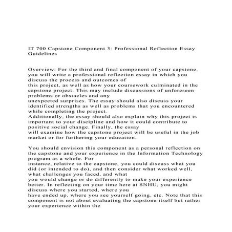 IT 700 Capstone Component 3 Professional Reflection Essay .docx