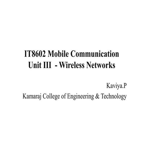 It8602 Mobile Communication Unit Iii Pdf Computer Networking Computing