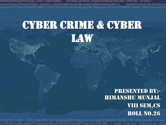 Cyber laws in India | PPTX | Crime & Harmful Acts to Individuals, Society & Human Right ...