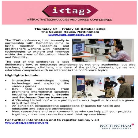 ITAG 2013 Flyer | PDF | Business Expos & Conferences | Events