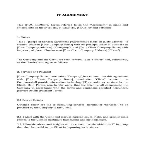INFORMATION TECHNOLOGY (I.T.) AGREEMENT | PDF