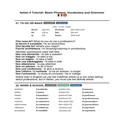 Italian I tutorial | PDF