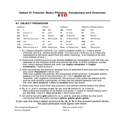 Italian III tutorial | DOCX