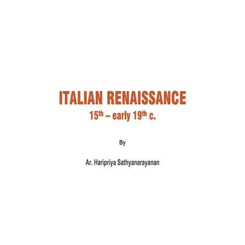 Italian Renaissance 15th - Early 19th Century | PPT