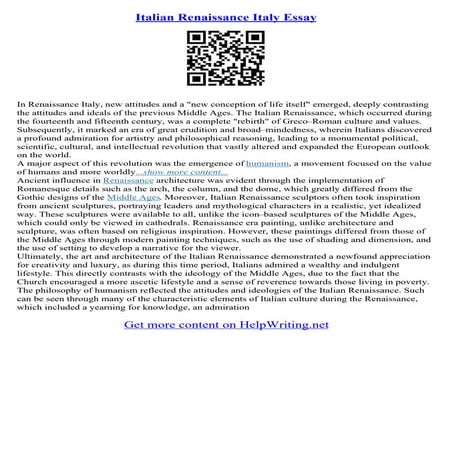 Italian Renaissance Essay | PDF