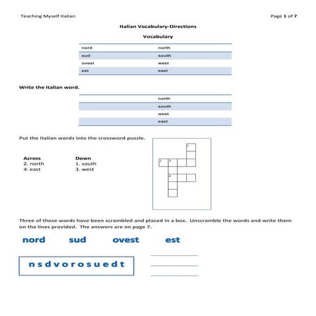Italian Vocabulary-Asking And Giving Directions | PDF
