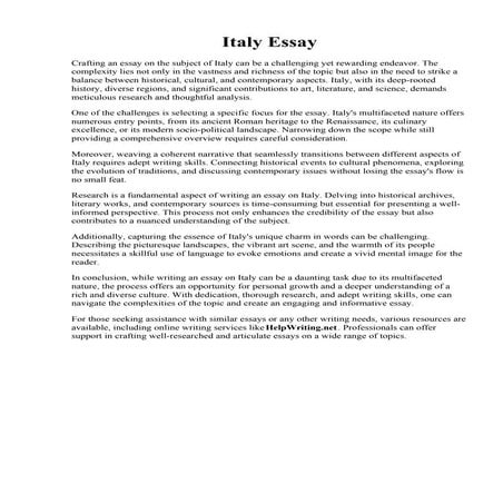 Italy Essay. Italian- Introduction. Italian Summaries Modern Italy ...