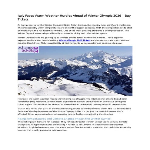 Italy Faces Warm Weather Hurdles Ahead of Winter Olympic 2026.docx
