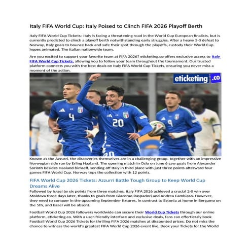 Italy FIFA World Cup Italy Poised to Clinch FIFA 2026 Playoff Berth.docx