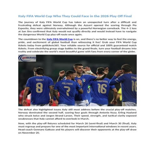 Italy FIFA World Cup Who They Could Face in the 2026 Play Off Final.docx