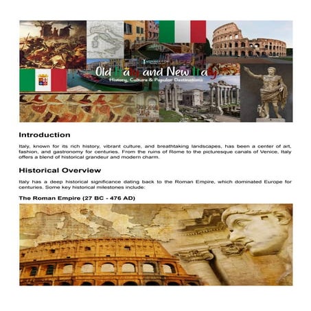 Italy's History and Culture & Popular Destinations of 2025 | PDF