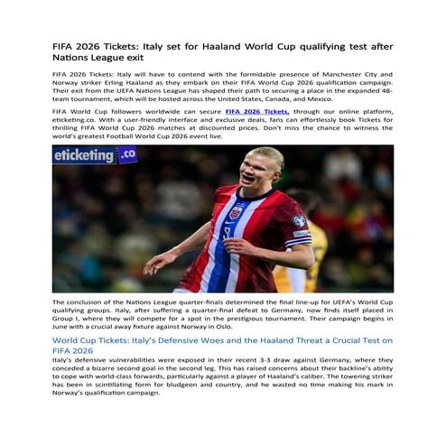 World Cup Italy begins qualification for the FIFA 2026 dates, format ...
