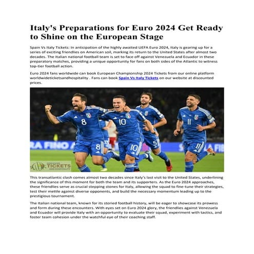 Italy's Preparations for Euro 2024 Get Ready to Shine on the European ...