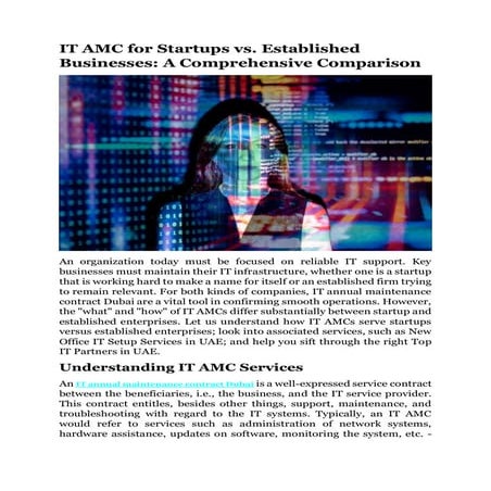 IT AMC for Startups vs. Established Businesses: A Comprehensive Comparison | PDF