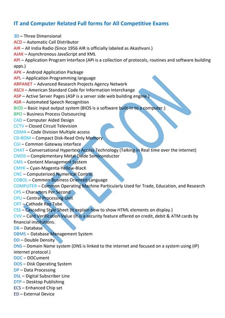 200 common abbreviations and terminology in ict part 1 | PDF