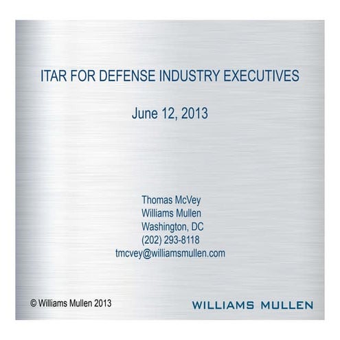 ITAR for Defense Industry Executives | PDF