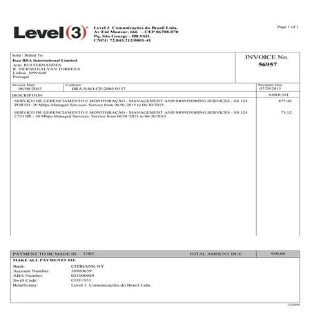 Itau bba internacional limited.inv.56957 | PDF