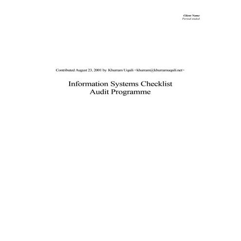 System audit questionnaire | PDF