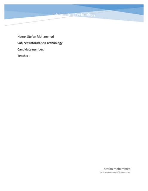 CAPE Information Technology Unit 1 - Sample SBA | PDF