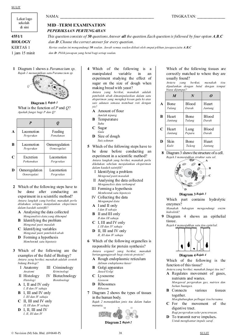 It bio f4 mid term examination (bl)