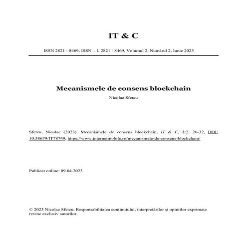 Mecanismele de consens blockchain - IT & C | PDF