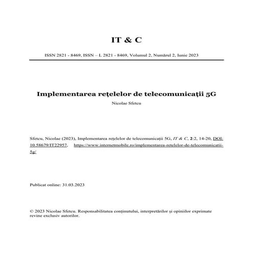 Implementarea rețelelor de telecomunicații 5G | PDF