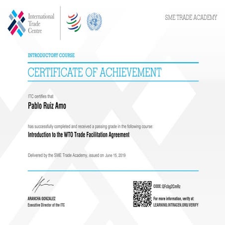 ITC - Introduction to the WTO Trade Facilitation Agreement - Pablo Ruiz Amo | PDF