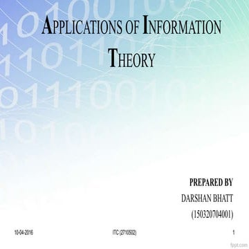 Applications of Information Theory | PPTX