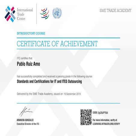 ITC -Standards and Certifications for IT and ITES Outsourcing - Pablo ...