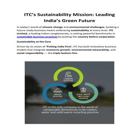 ITC Sustainability | Leading Green Innovation in India | PDF