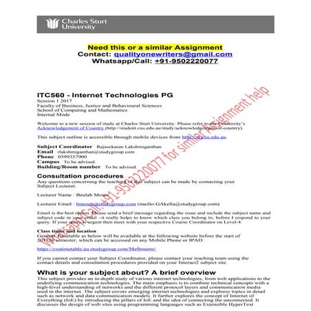 Itc560 201730 sm_i-14_january_2017-version_1 | DOC | Internet | Computing