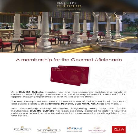 ITC Culinaire Membership | Free Complementary Night Stay & Upto 50% Off ...