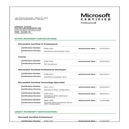 John Christovassilis - Microsoft Certified Professional Transcript | PDF