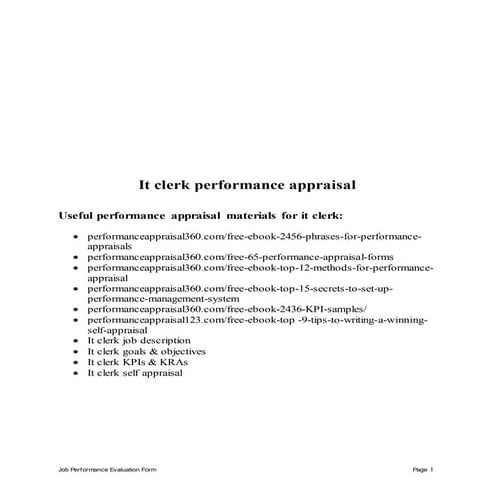 It clerk performance appraisal | DOCX